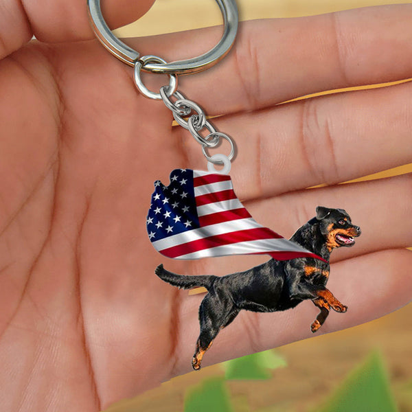 Rottweiler-Happy Independence Day Flat Acrylic Keychain - Bugybox